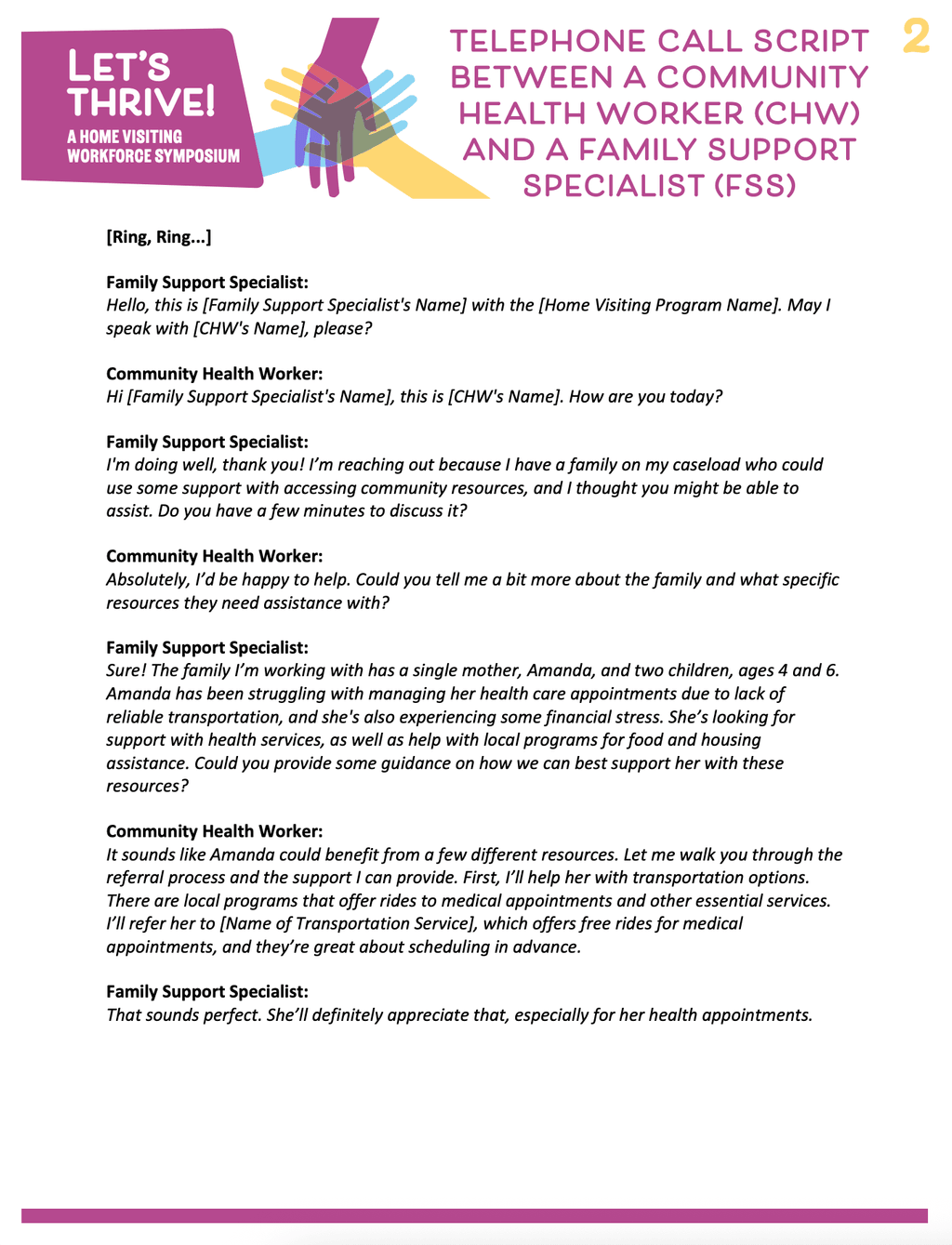 Home Visitor and Community Health Worker (HV & CHW) Partnership ...