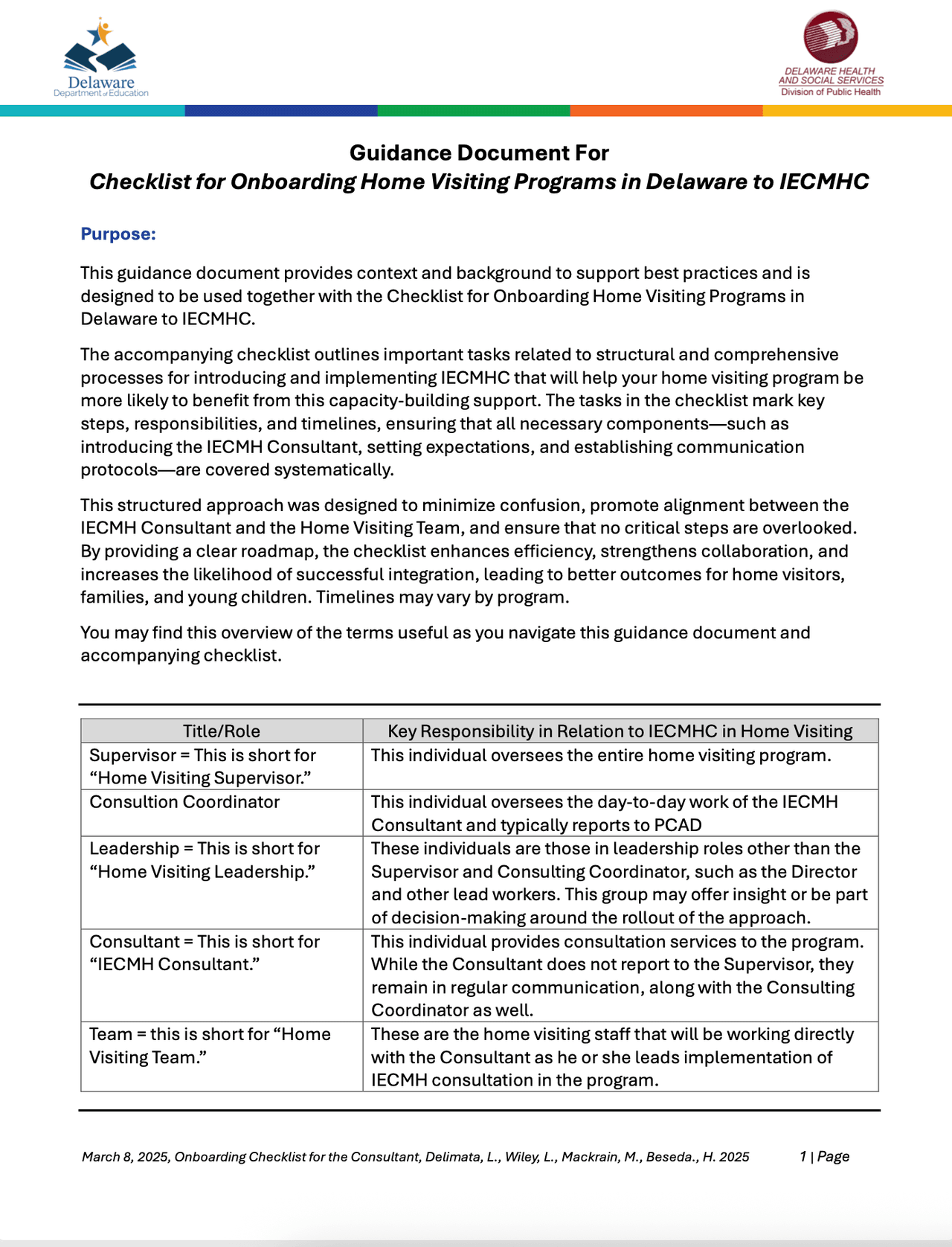 Infant and Early Childhood Mental Health Consultation (IECMHC) in Home ...